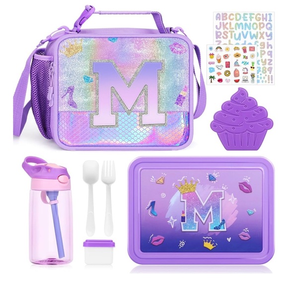 Accessories | Purple Lunch Set With Initial M | Poshmark